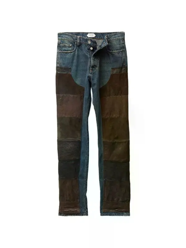 Versace Patchwork Straight Leg Jeans - Blue