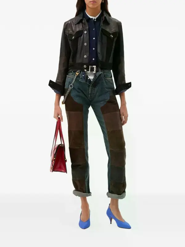 Versace Patchwork Straight Leg Jeans - Blue