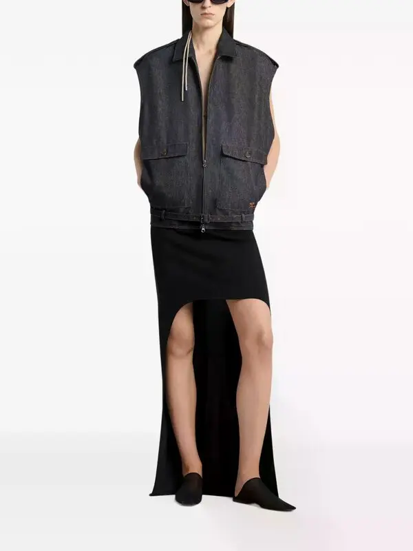 COURREGES Sleeveless Denim Bomber Jacket - Blue
