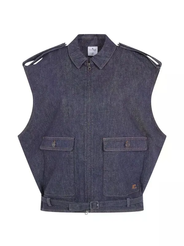 COURREGES Sleeveless Denim Bomber Jacket - Blue