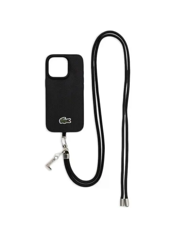 Lacoste Iphone 16 Pro Logo Charm Phone Case - Black