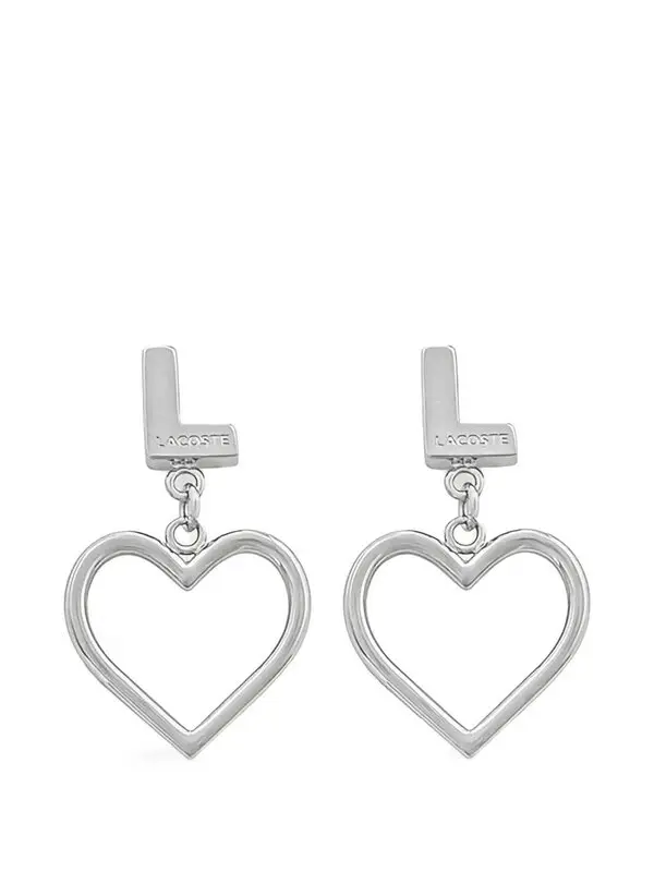 Lacoste Heart-logo Drop Earrings - Silver