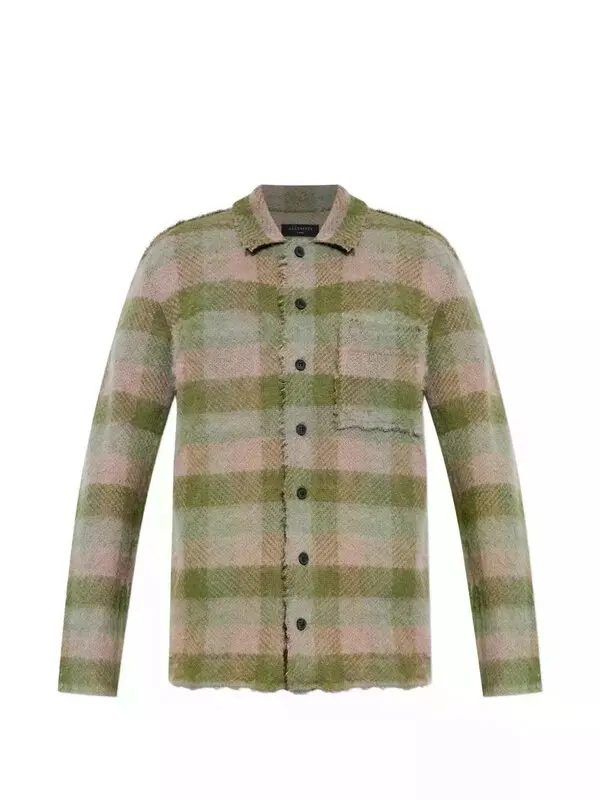 ALLSAINTS Frayed Checke Shirt - Green