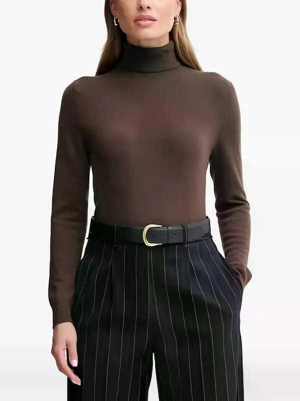 BENETTON Roll-neck Knitted Top - Brown
