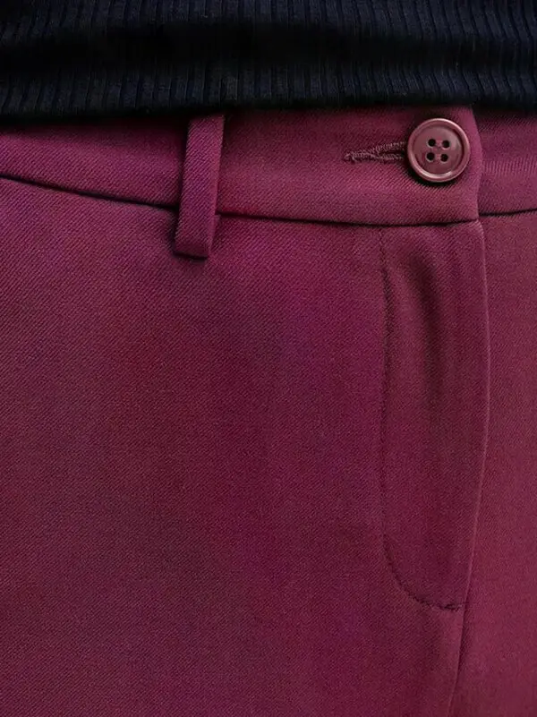BENETTON Tailored Trousers With Button Detail - Purple