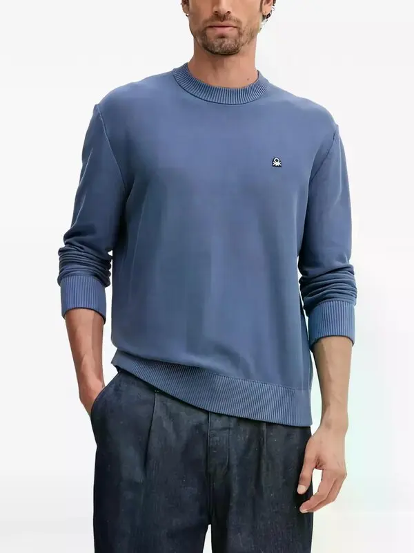 BENETTON Logo Round-neck Jumper - Blue
