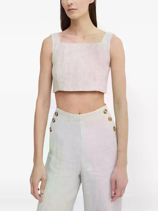 ALOHAS Button-fastening Square-neck Top