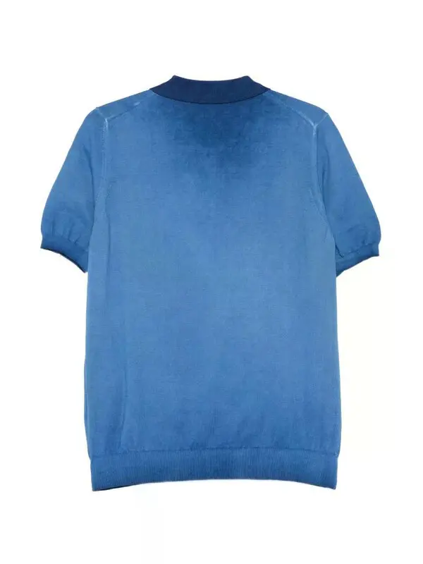 Alpha Studio Contrast-collar Polo Shirt - Blue