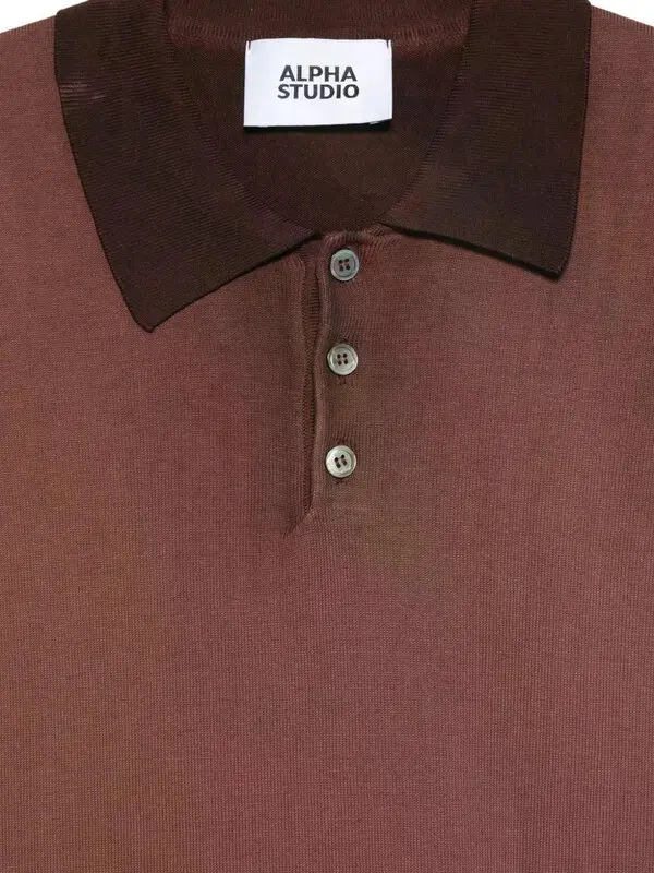 Alpha Studio Button Polo Shirt - Brown