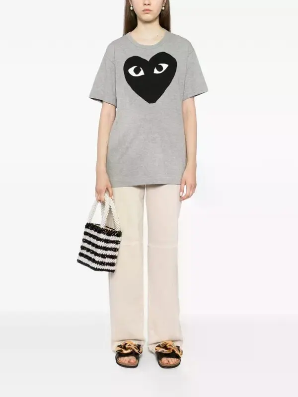 Play Comme Des Garcon Heart-print T-shirt - Grey