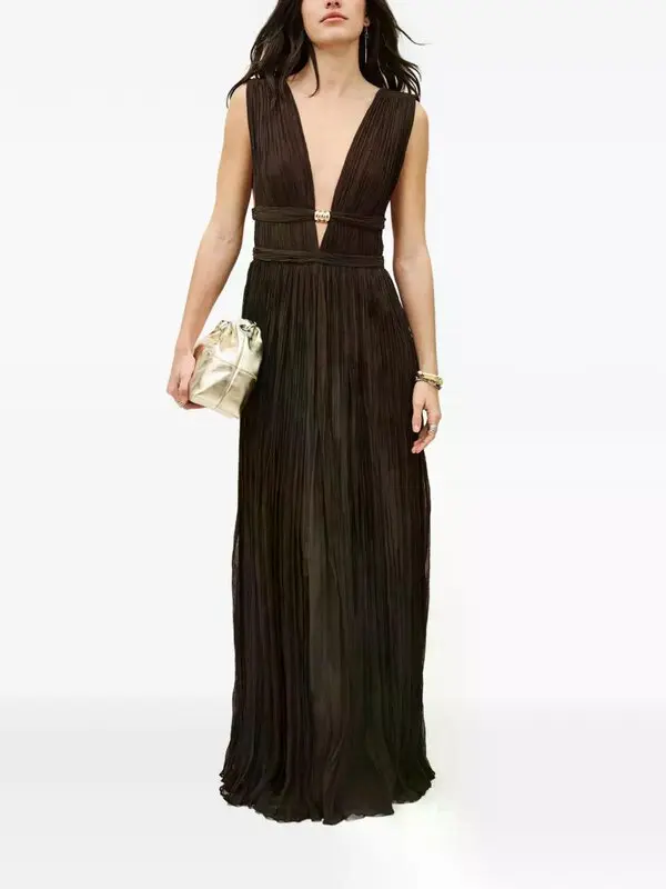 Ba&sh Tania Pleated V-neck Dress