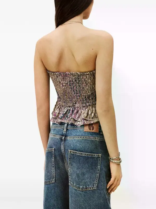 Ba&sh Shirred Floral-print Top