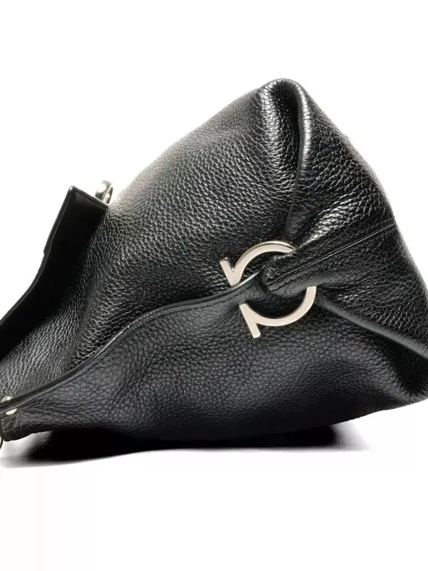 FERRAGAMO 2000s Ganchini Leather Handbag - Black