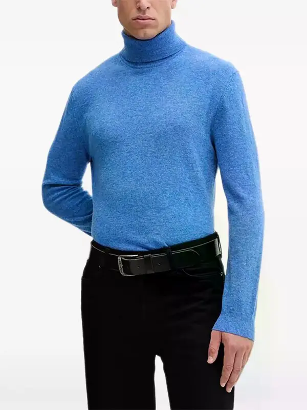 BENETTON Fine Knit Roll Neck Sweater - Blue