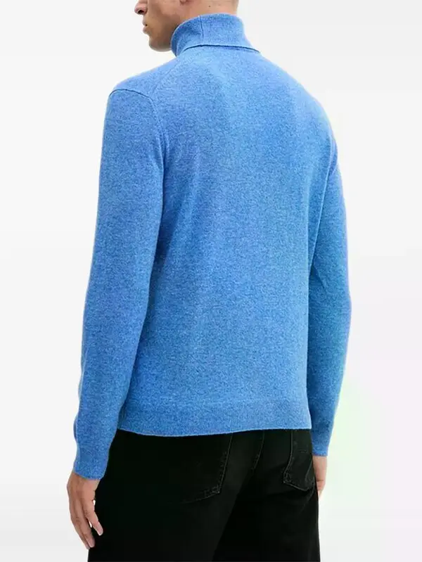 BENETTON Fine Knit Roll Neck Sweater - Blue