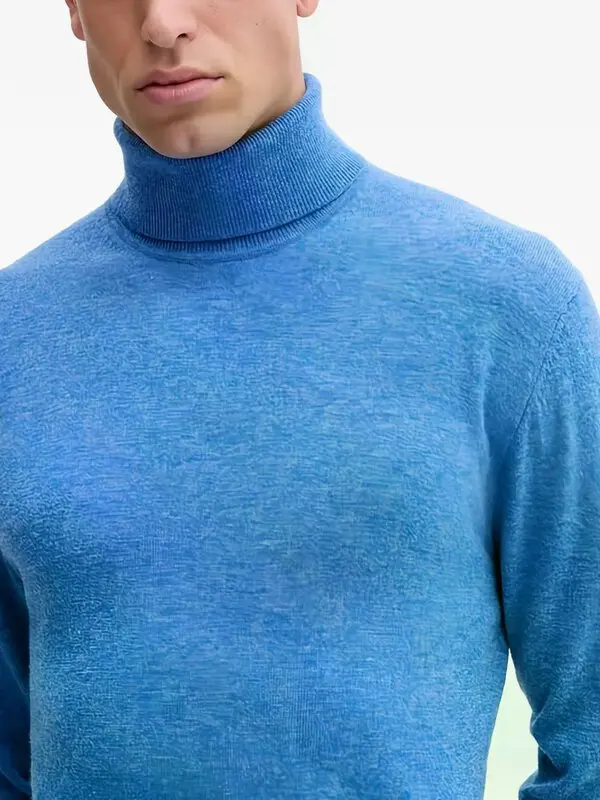 BENETTON Fine Knit Roll Neck Sweater - Blue