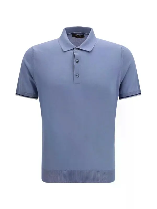 MOORER Buttoned Short-sleeve Polo Shirt