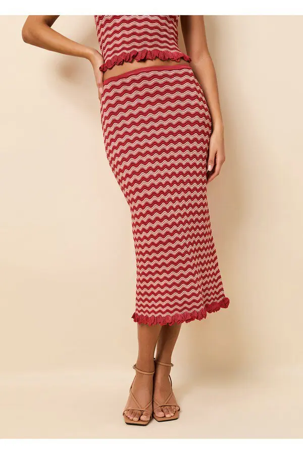 Solid & Striped Diana Wavy Rib Knit Skirt - Stripe