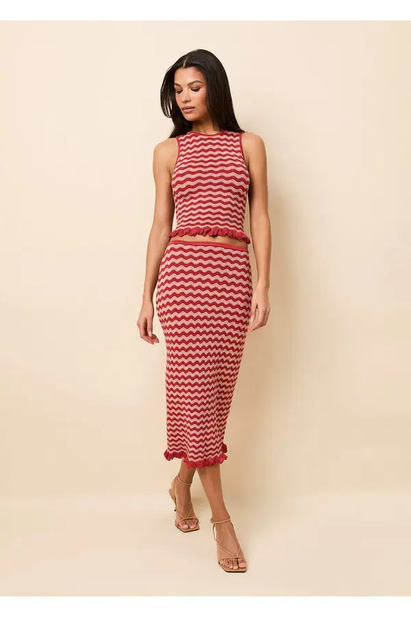 Solid & Striped Diana Wavy Rib Knit Skirt - Stripe