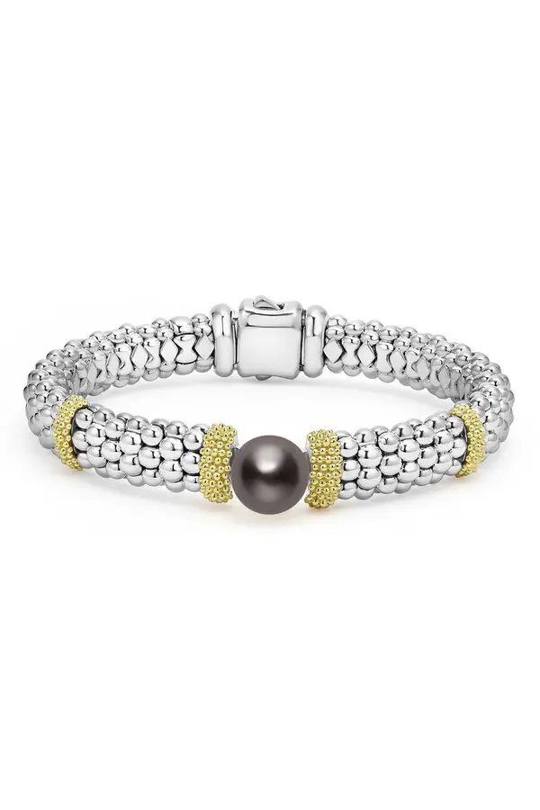 Lagos Luna Two-tone Tahitian Pearl Caviar Bracelet - Black