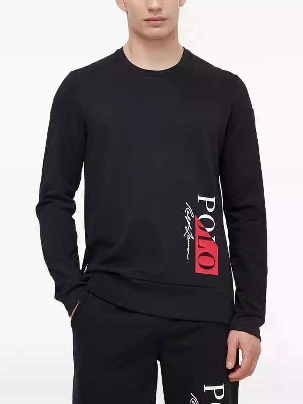 Polo Ralph Lauren Long Sleeve Crewneck Logo Detail Top - Black