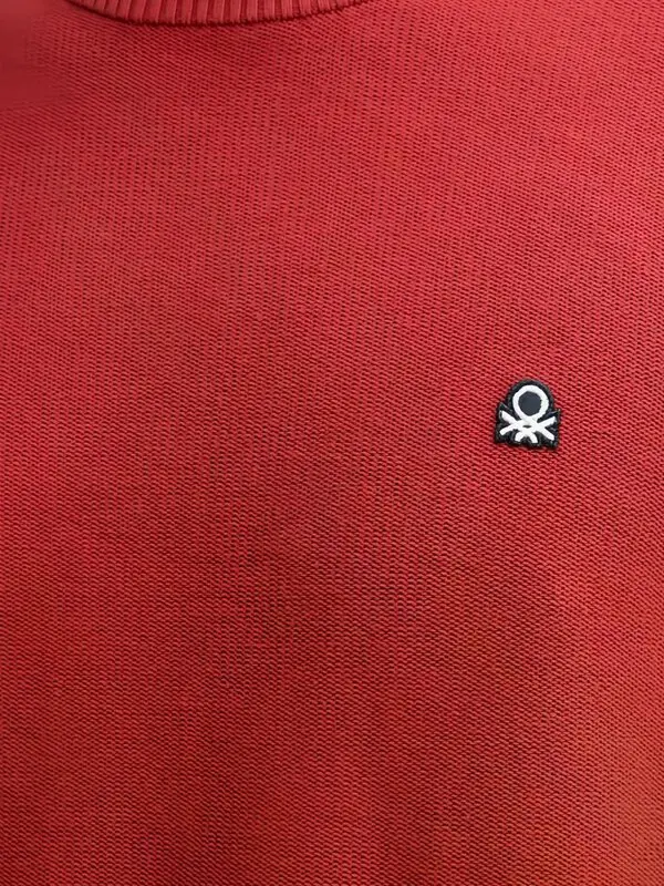 BENETTON Long-sleeved Embroidered Sweater - Red