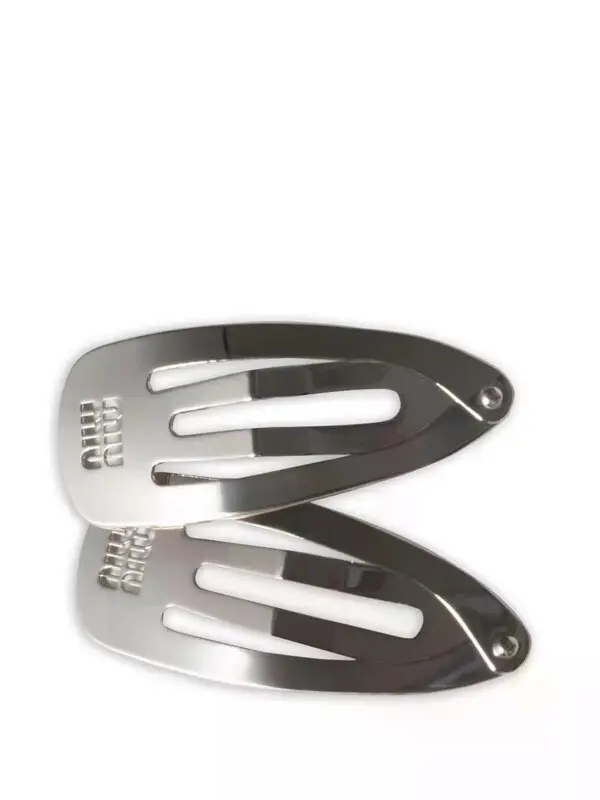 Miu Miu Metal Hair Clips Set Of 2 - Silver