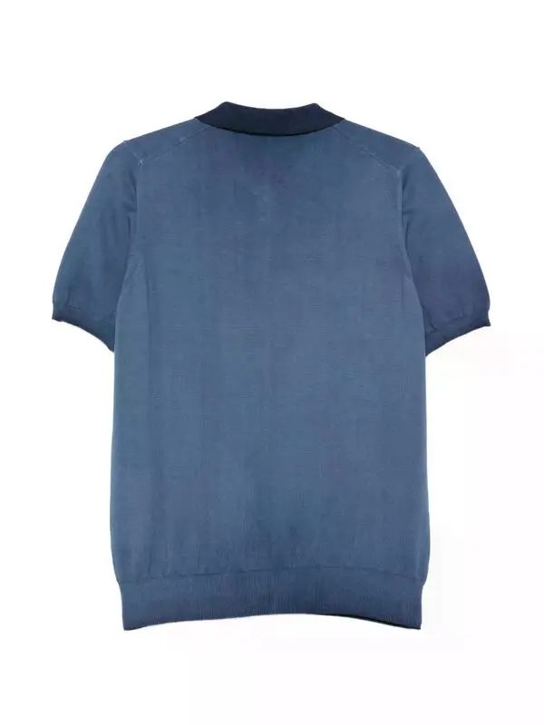 Alpha Studio Button Collar Polo Shirt - Blue