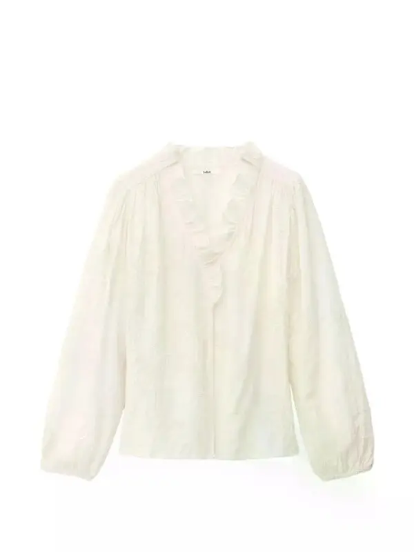 Ba&sh Ruffled Embroidered Blouse - White