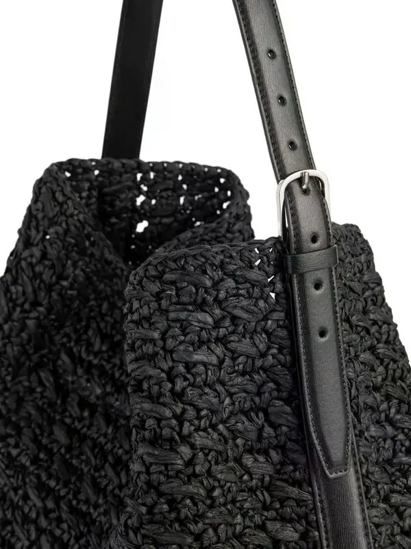 TOTEME Belted Raffia Tote Bag - Black