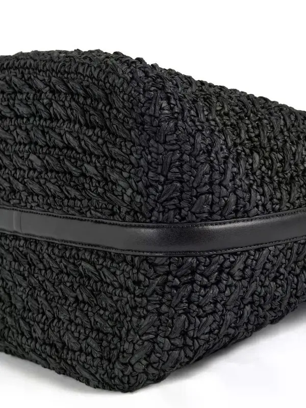 TOTEME Belted Raffia Tote Bag - Black