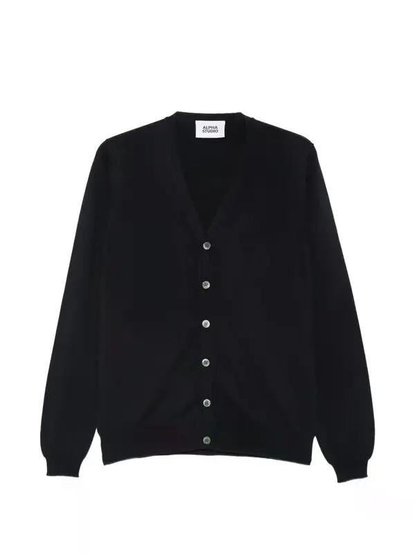 Alpha Studio Buttoned V-neck Cardigan - Blue