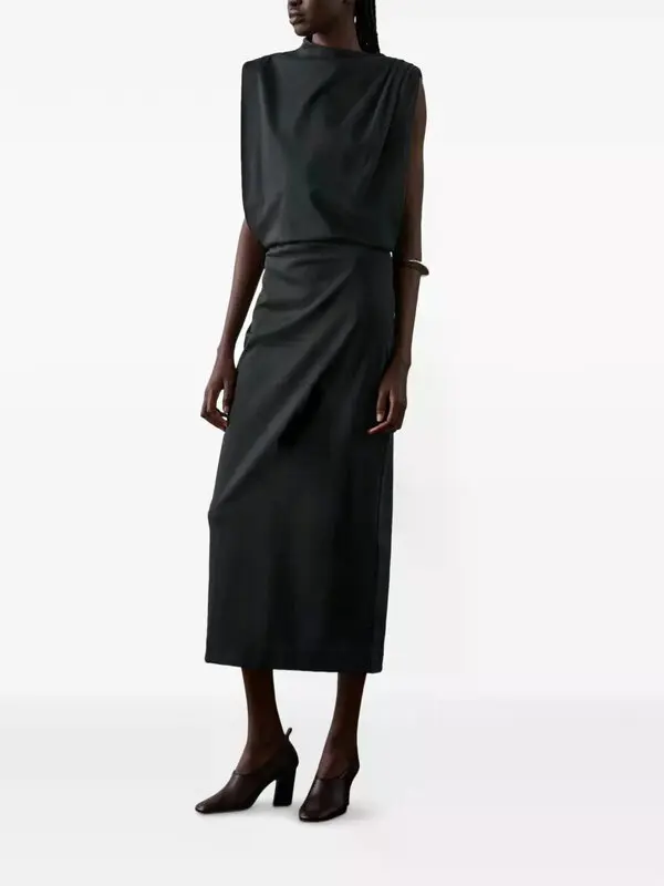 Soeur Gemma Draped Midi Dress - Black