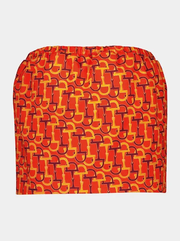 Gucci Printed Silk Mini Skirt With Horsebit Motif - Orange