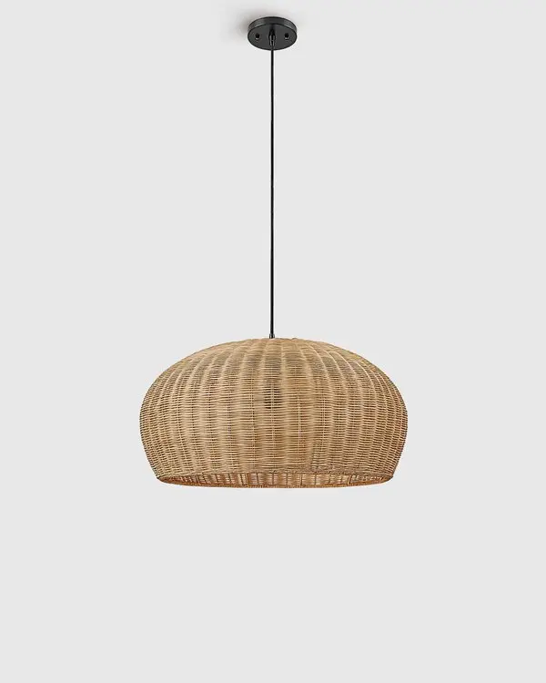 Quince Rattan Dome Pendant Light - Natural