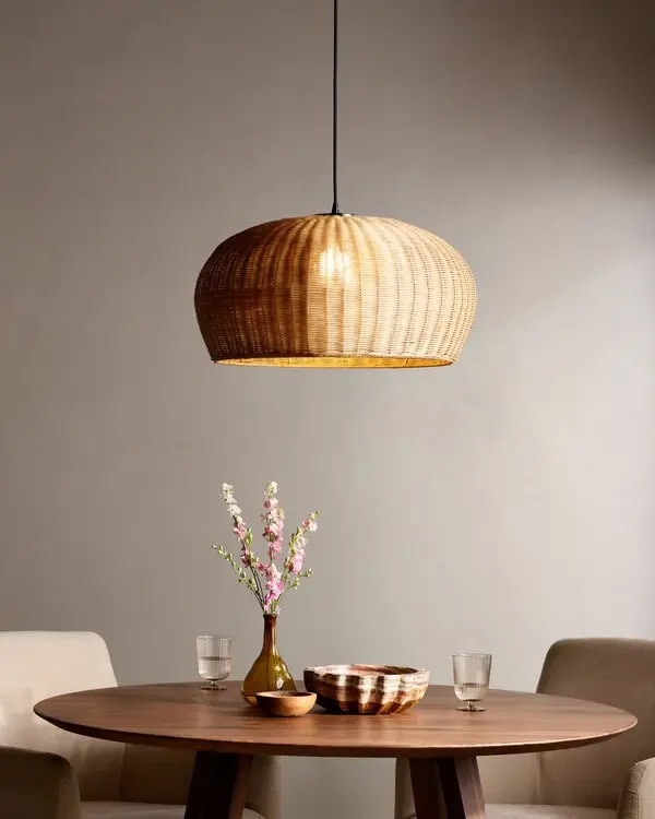 Quince Rattan Dome Pendant Light