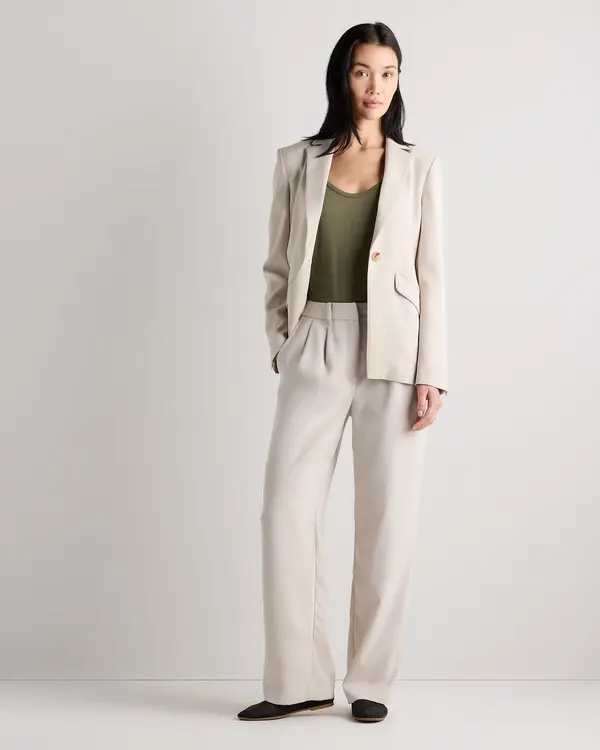 Quince Stretch Crepe Cinched Waist Blazer - Sand
