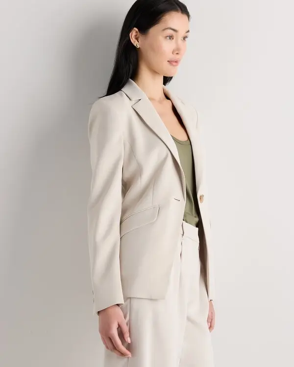 Quince Stretch Crepe Cinched Waist Blazer - Sand