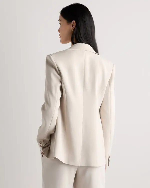 Quince Stretch Crepe Cinched Waist Blazer - Sand