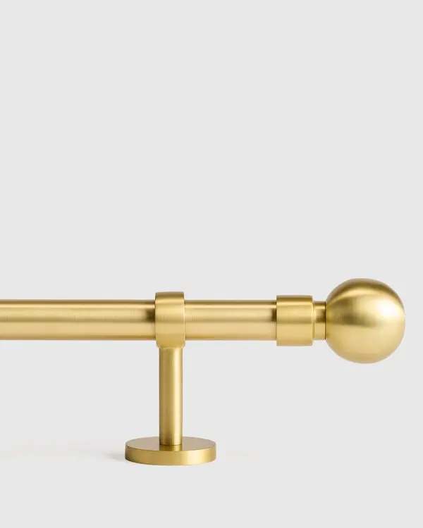 Quince Solid Curtain Rod Set With Ball Finial - Brass