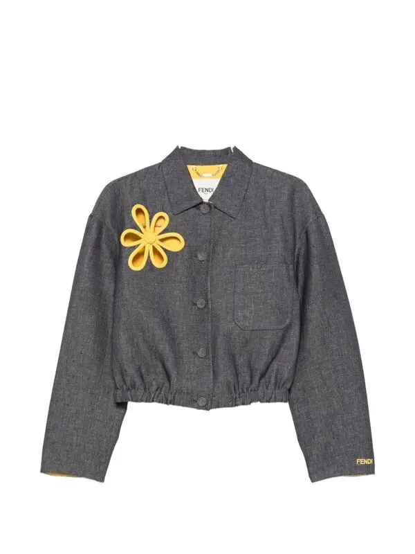 Fendi Embroidered Denim Jacket - Blue