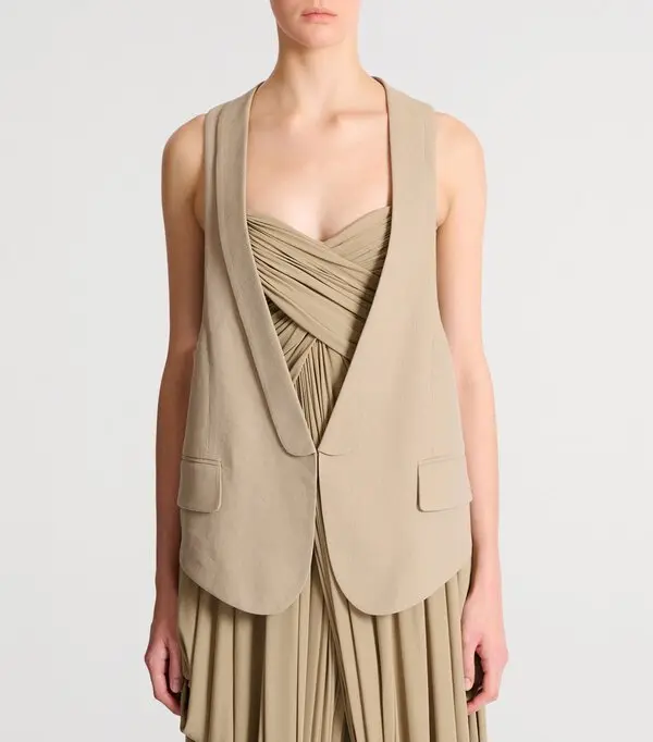 Balmain Linen-cotton Oversized Waistcoat - Beige