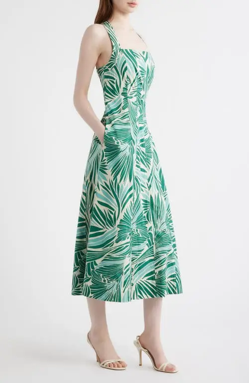 Vince Camuto Leaf Print Cotton Poplin Dress