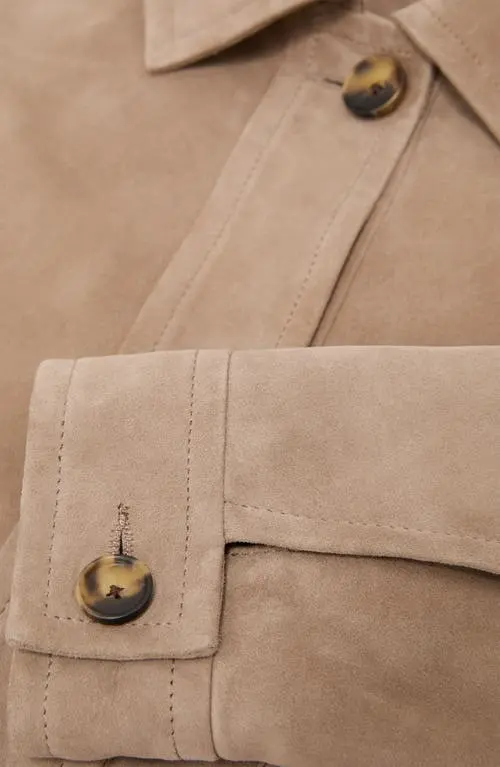 REISS Sonny Suede Crop Jacket - Neutral