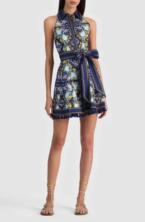Alice + Olivia Lucy Print Mini Shirtdress - Antique Scroll