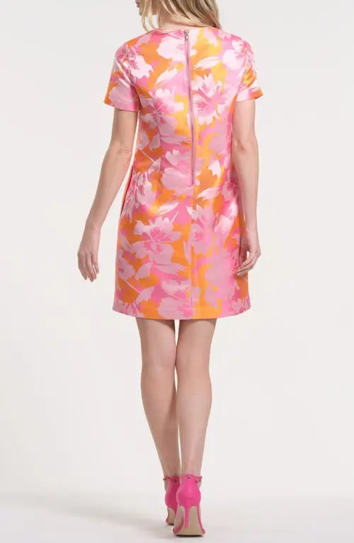 ISAAC MIZRAHI NEW YORK Floral Satin Brocade Mini Dress