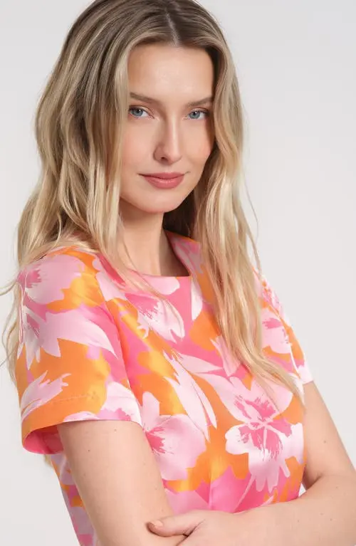 ISAAC MIZRAHI NEW YORK Floral Satin Brocade Mini Dress