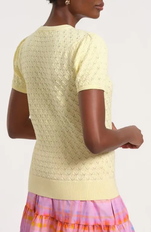 ISAAC MIZRAHI NEW YORK Cotton-blend Pointelle Sweater