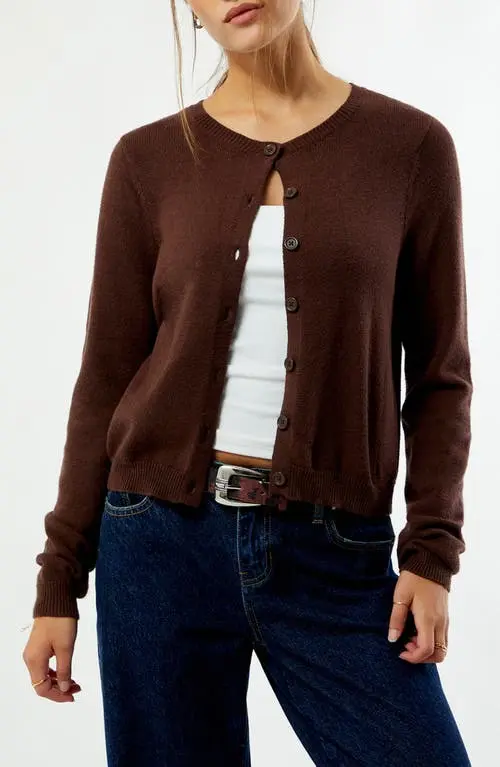 PACSUN Marley Button Front Cardigan - Brown
