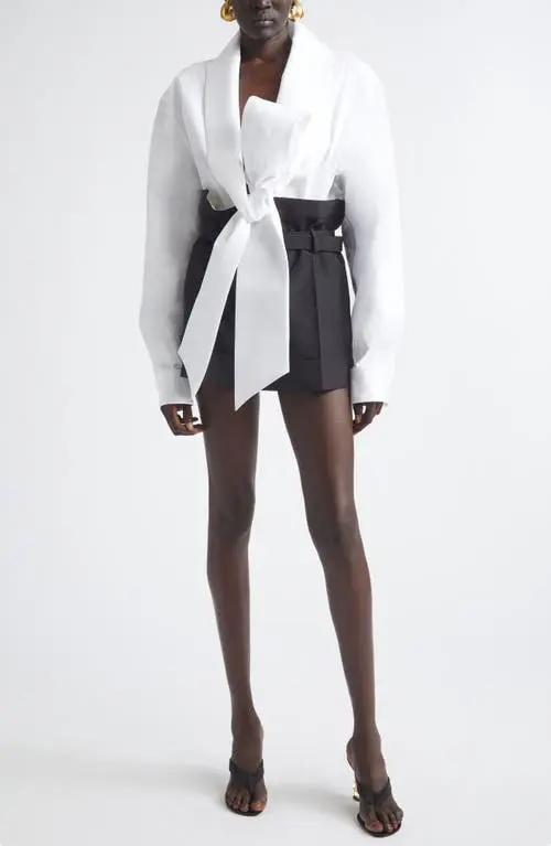 Saint Laurent Paperbag Waist Mohair And Wool Shorts - Noir